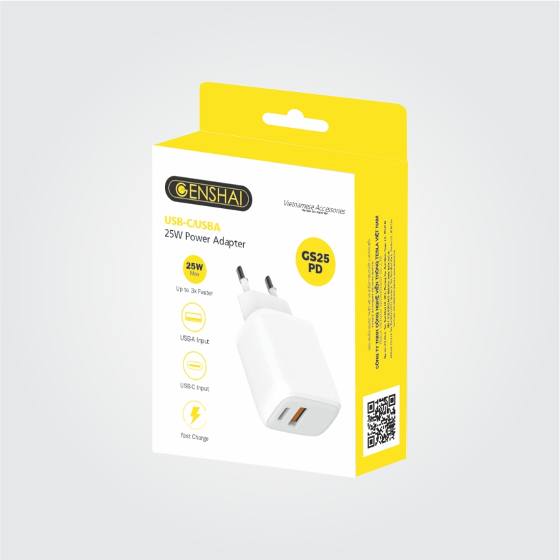 Củ sạc nhanh 25W GENSHAI GS25PD PD&QC 3.0 chính hãng cho điện thoại di ...