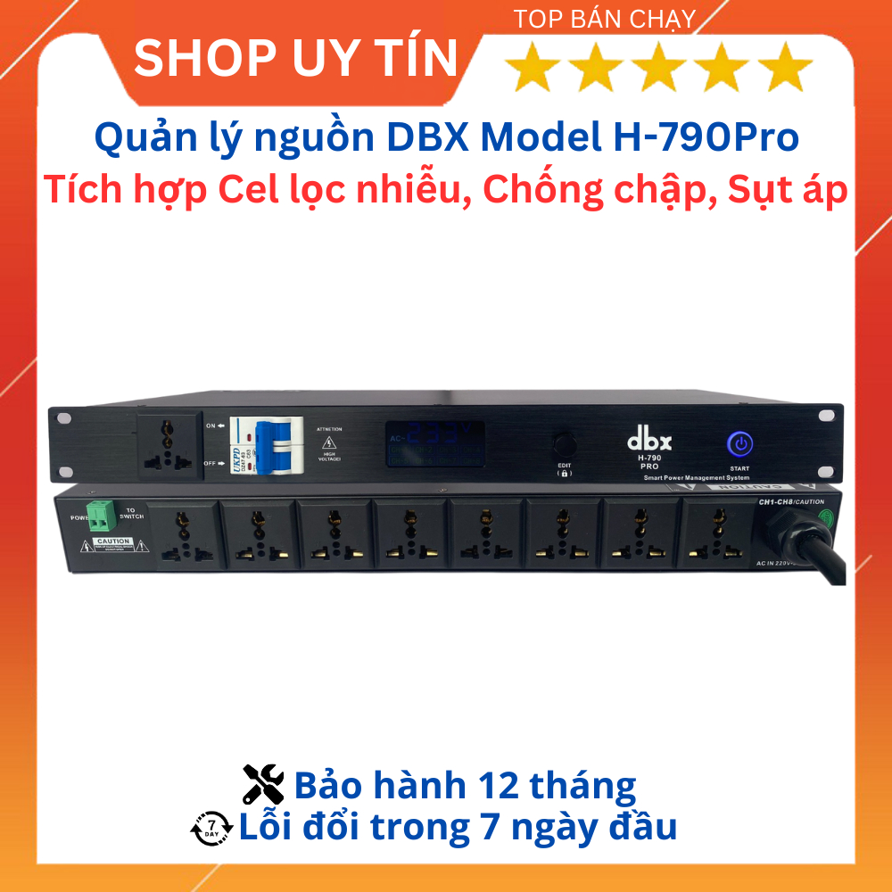 Quản lý nguồn cao cấp DBX H-790 pro Trang bị Aptomat HXB-63,Chống chập,Sụt áp cho các thiết bị ...
