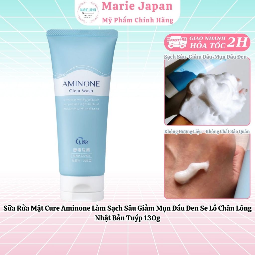 Sữa Rửa Mặt Cure Aminone Làm Sạch Sâu Giảm Mụn Đầu Đen Se Lỗ Chân Lông Nhật Bản Tuýp 130g ...