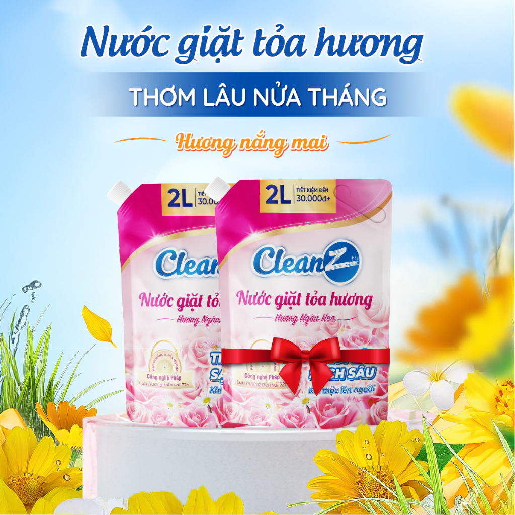 Nước giặt xả tỏa hương CleanZ đánh bay vết bẩn, hương thơm nhẹ nhàng 2L (Túi) | Shopee Việt Nam