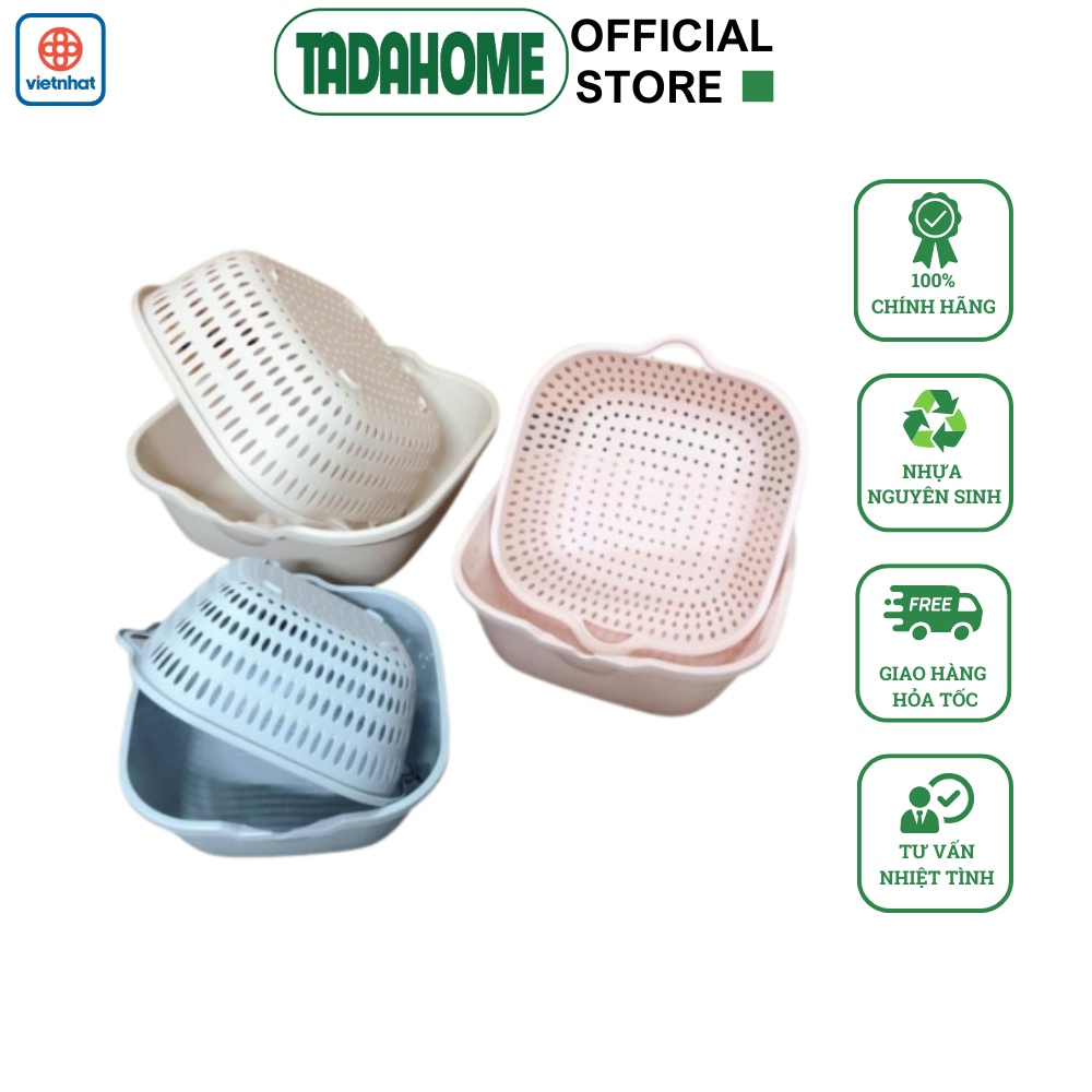Bộ Thau Rổ Vuông, Bộ Rổ Nhựa VIỆT NHẬT 3288/89/90 Kèm Thau Đựng Rau Củ ...