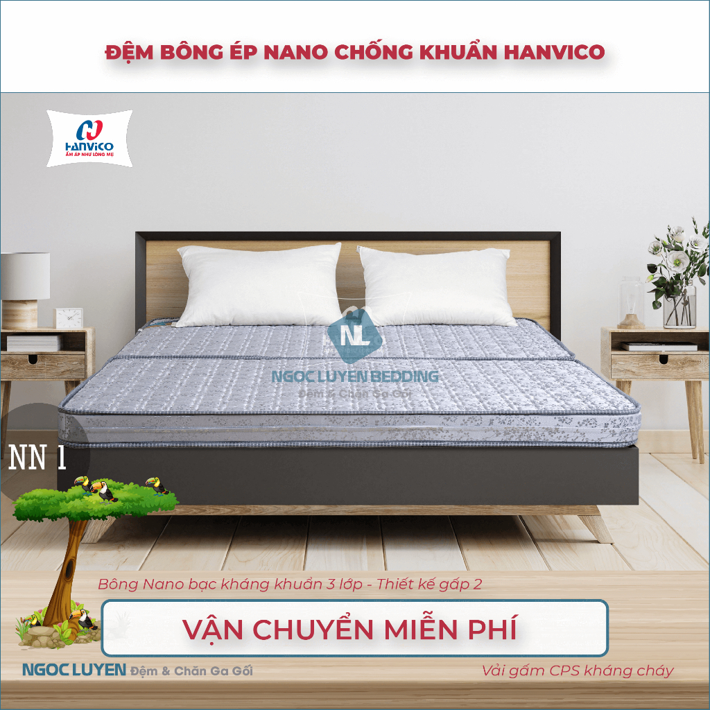 [CHÍNH HÃNG] ĐỆM BÔNG ÉP NANO CHỐNG KHUẨN HANVICO - KHÁNG KHUẨN - CHỐNG ...