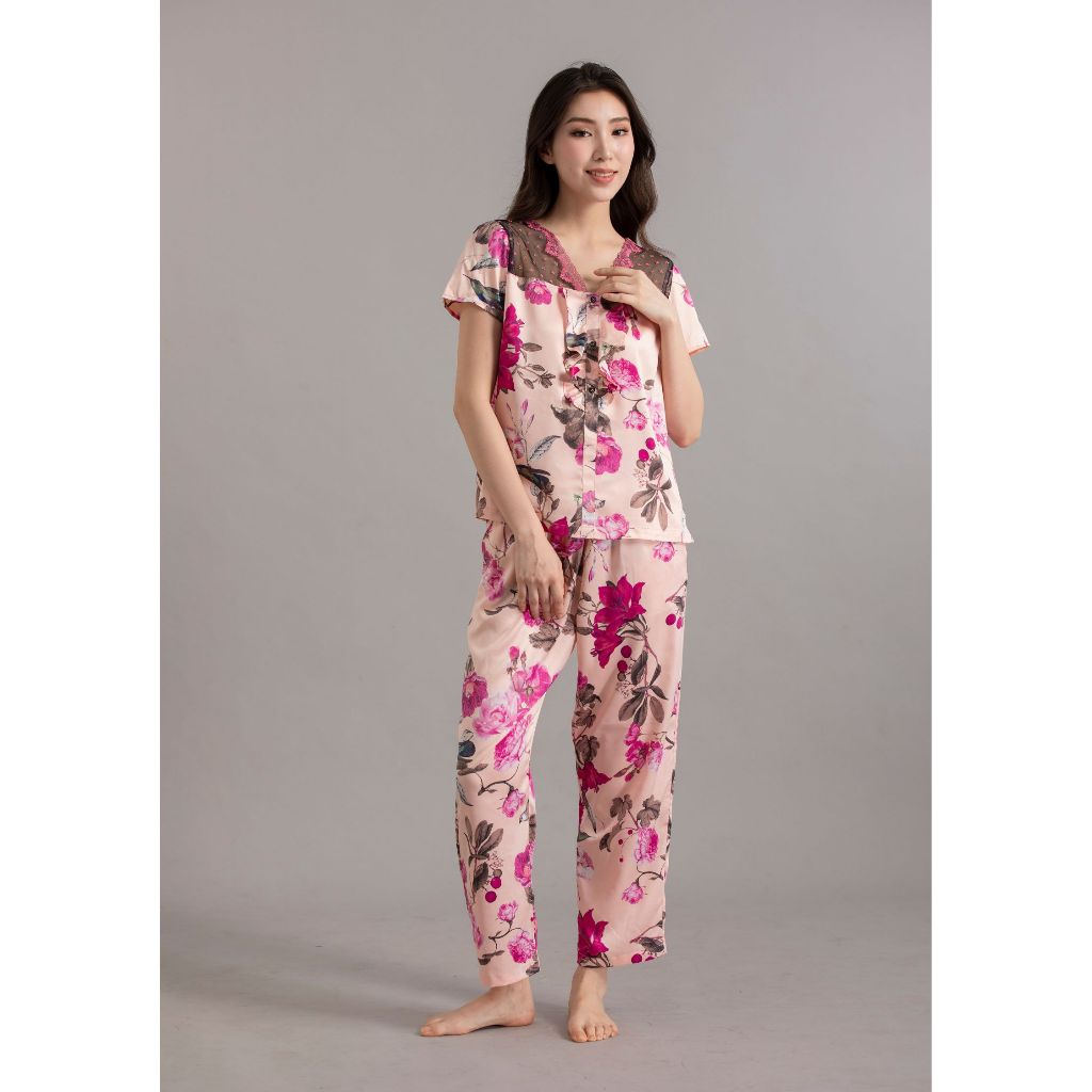 Jubbie bộ dài cổ viền mặc nhà 94084 | Shopee Việt Nam