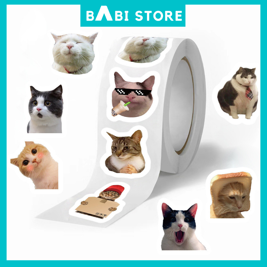 500 miếng dán meme hình mèo, sticker trang trí vali điện thoại ốp lưng ...