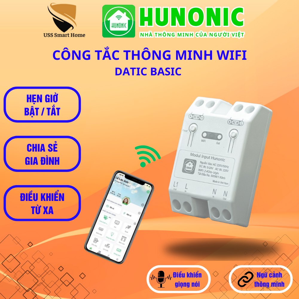 Công TắcThông Minh Wifi Hunonic Datic Basic, Hẹn giờ,Bật tắt điều khiển ...