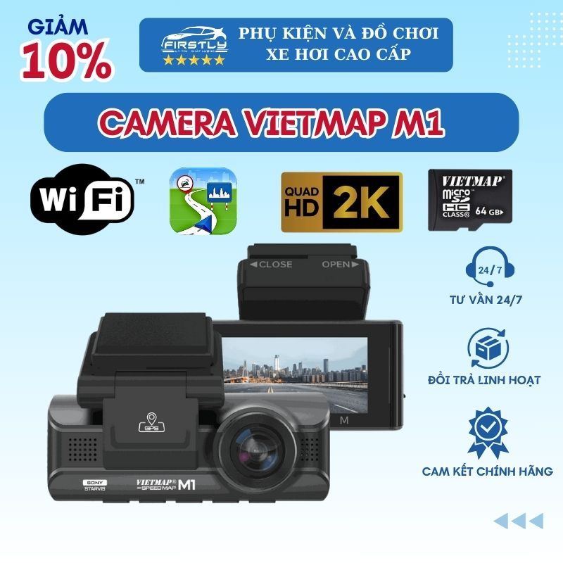 Camera hành trình Vietmap M1, Ghi hình 2 kênh trước sau, Tặng Vietmap ...