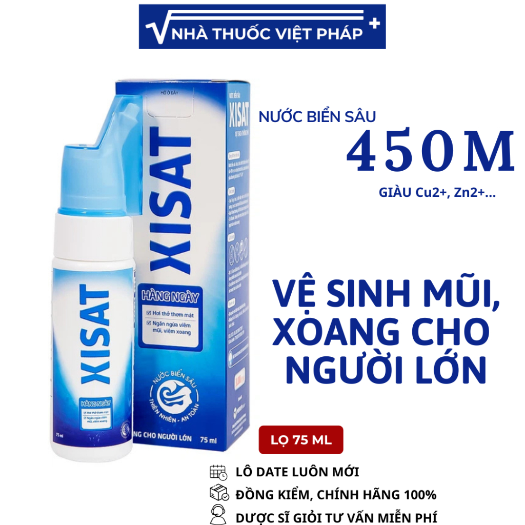 Xịt mũi XISAT Xanh, nước biển sâu vệ sinh mũi, phòng ngừa sổ mũi, ngạt ...