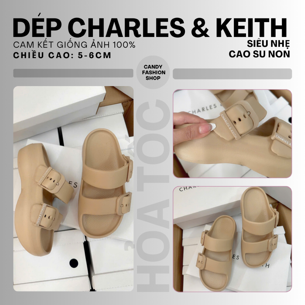 Dép Charles & Keith, cao sư non, siêu nhẹ, hách dáng, cao 5-6 cm ...