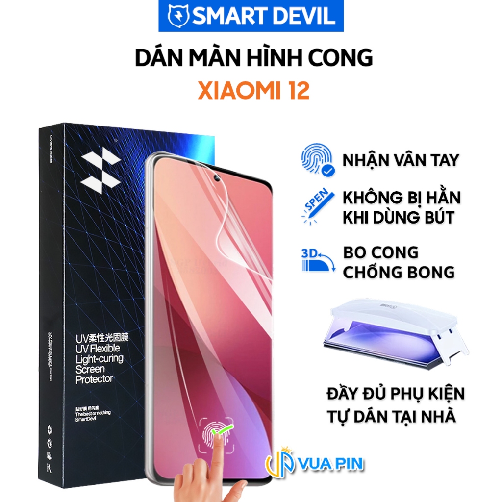Dán màn hình Xiaomi 12 PPF UV full màn hình dẻo trong suốt chính hãng SmartDevil | Shopee Việt Nam