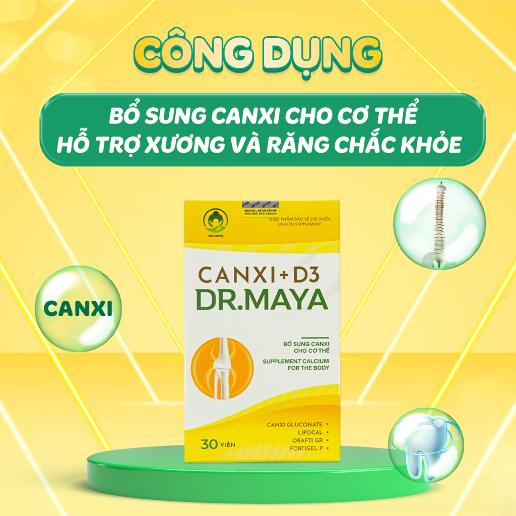 Viên uống bổ sung canxi D3 dr.maya bổ sung canxi giúp xương và răng chắc khỏe phát triển chiều ...