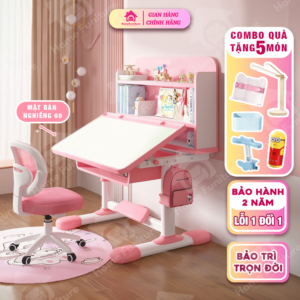 Bộ Bàn học thông minh E06 ghế xoay 360 độ, mặt bàn nghiêng 60 độ , bánh ...