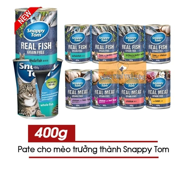 Pate Cho Mèo Snappy Tom Real Fish - Lon 400g | Shopee Việt Nam