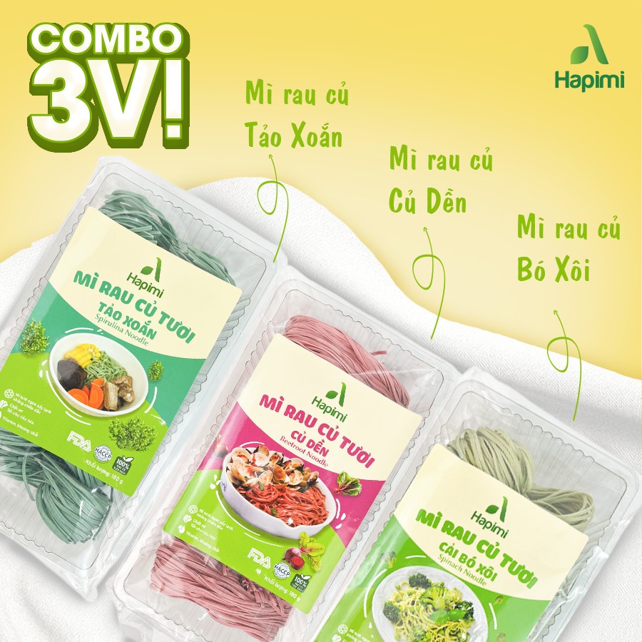 Combo Tam Sắc Mì Rau Củ Tươi Hapimi Mì Ăn Kiêng, Mì Rau Củ Cho Bé, Ăn ...
