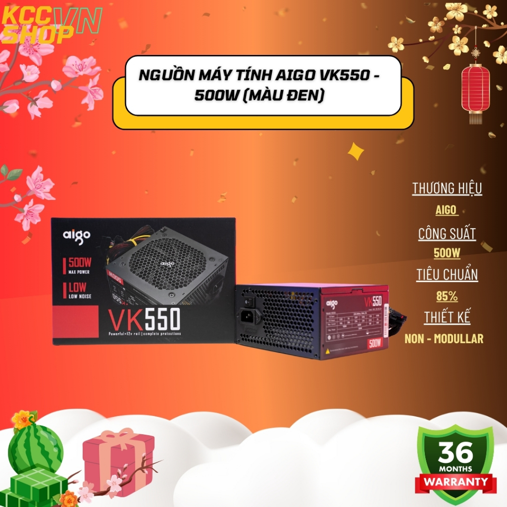 Nguồn máy tính AIGO VK550 - 500W (Màu Đen) - Chính Hãng Bảo Hành 36 ...