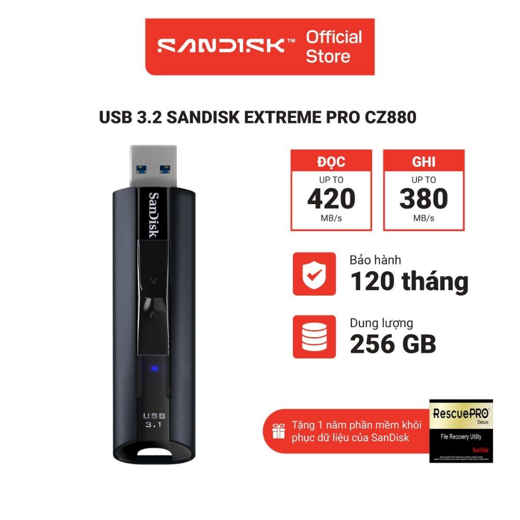 USB 3.2 SanDisk Extreme Pro CZ880 128GB - 256GB | Shopee Việt Nam