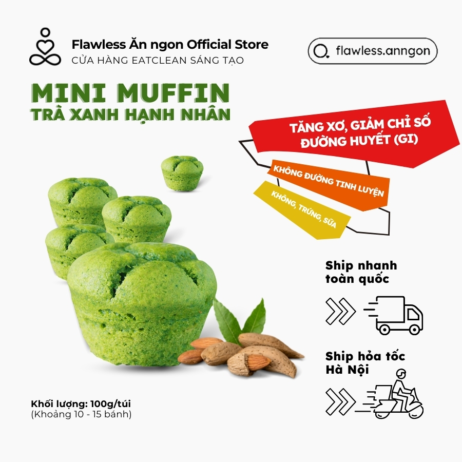 Mini muffin trà xanh hạnh nhân - Bánh ngọt ăn kiêng trà xanh | Thực ...