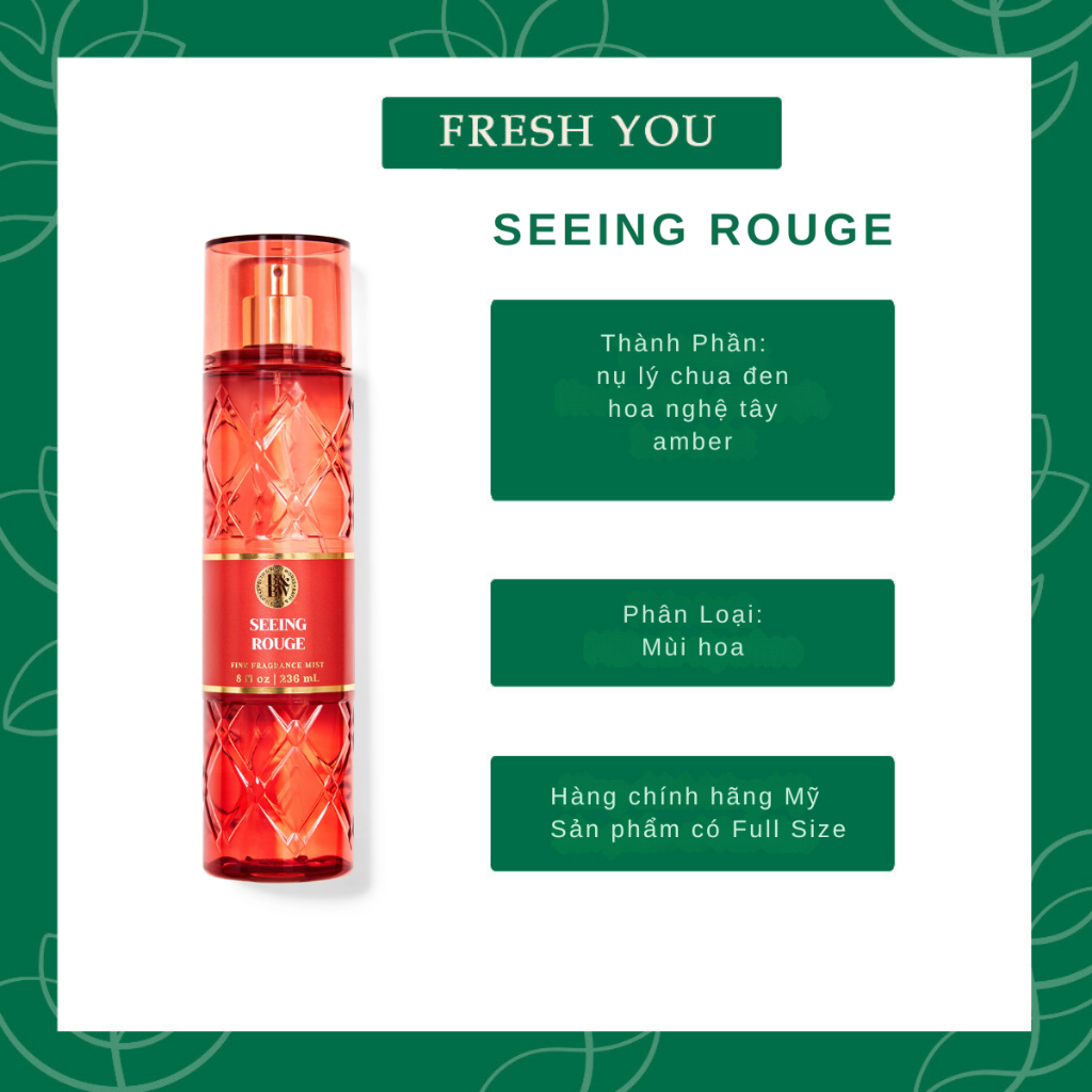 Seeing rouge - Xịt thơm toàn thân body mist Bath & Body Works khác ...