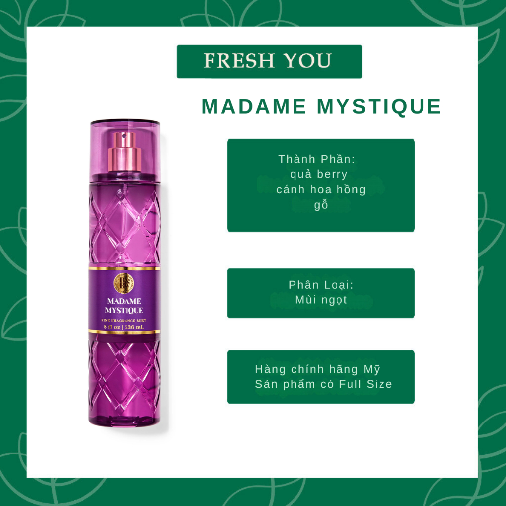 Madame mystique body mist - Xịt thơm toàn thân body mist Bath & Body ...