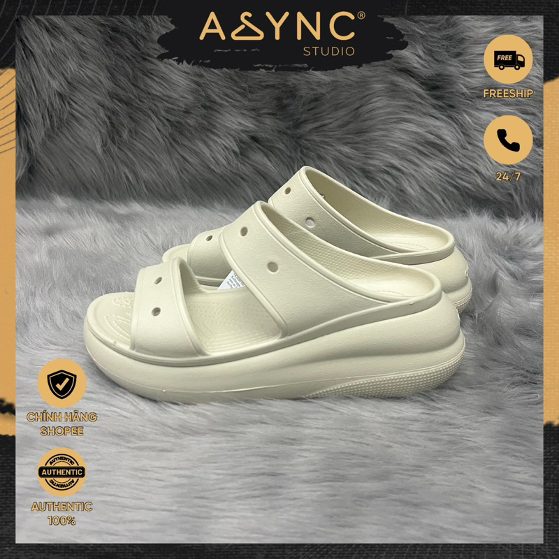 (Auth) Dép Xăng Đan Sandal Crush Classic 2 Quai Nữ Màu Kem Bone Đế Cao 7cm - Async Studio ...