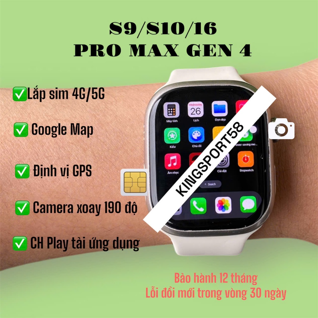 Đồng Hồ Thông Minh S9/S10/S16 'Pr0'MAx' Gen4, Gắn Sim, Nghe Gọi, Định ...