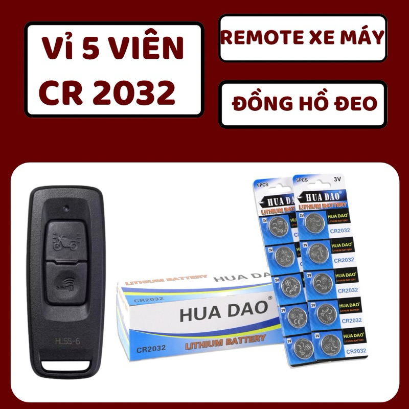 Pin CR2032 3V HUA DAO Lithium 200mAh | Vỉ 5 Viên Pin Remote Xe Máy ...