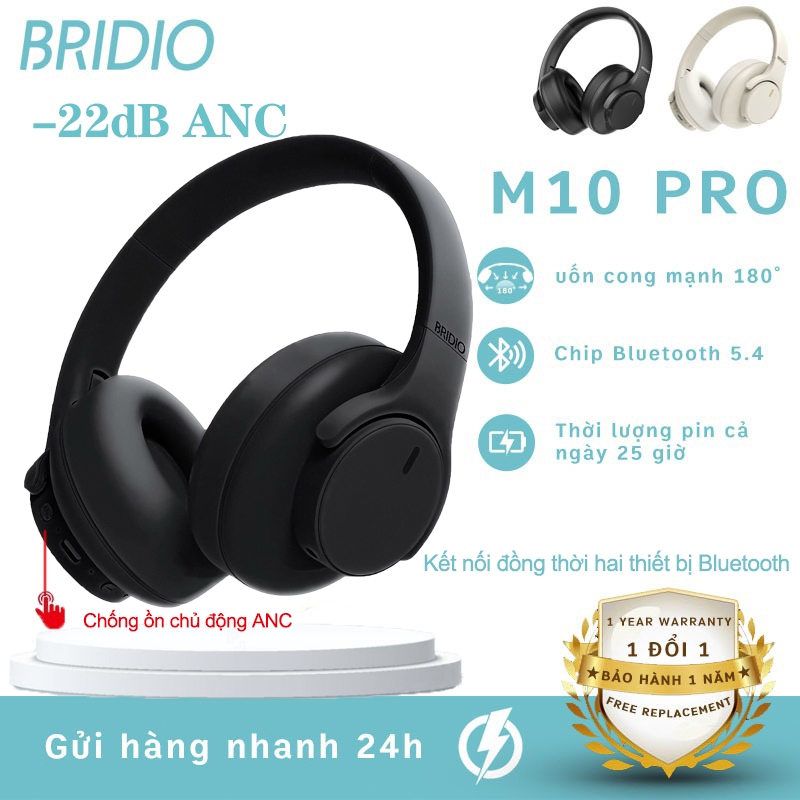 BRIDIO M10Pro Tai nghe Bluetooth - Khử tiếng ồn chủ động | Âm thanh HD | Chế độ chơi game ...