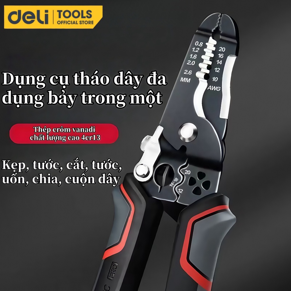 Kìm tuốt dây đa năng Deli 7 trong 1 -lò xo ẩn cắt dây bấm-Đặc biệt dành cho thợ điện | Shopee ...