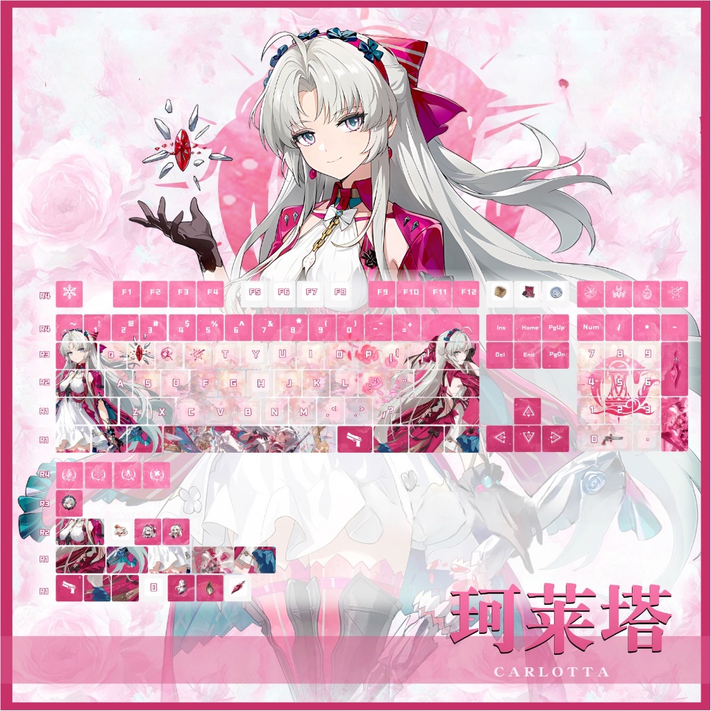 Keycap Wuthering Waves Carlotta thick PBT xuyên led in dyesub 5 mặt 129 ...