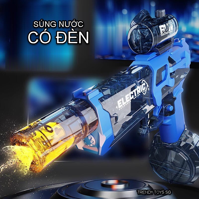 Đồ chơi súng nước có đèn, súng nước điện áp lực cao mẫu mới UZI dung ...