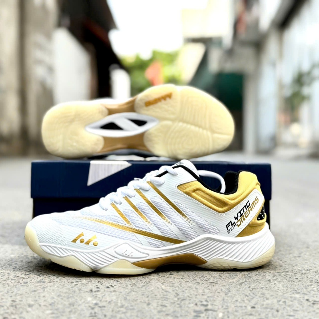 Giày bóng chuyền, cầu lông nam nữ Lefus L026 Trắng Vàng - Giày Lefus L019 - Giày Pickleball ...