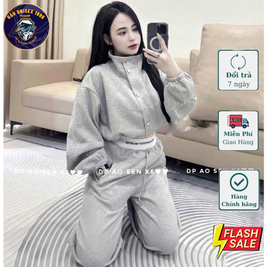 Set Nữ Áo Crotop Cổ Cúc Bấm Phối Cổ Quần Xuông, Sexy Girl Mềm Mịn, Tôn ...