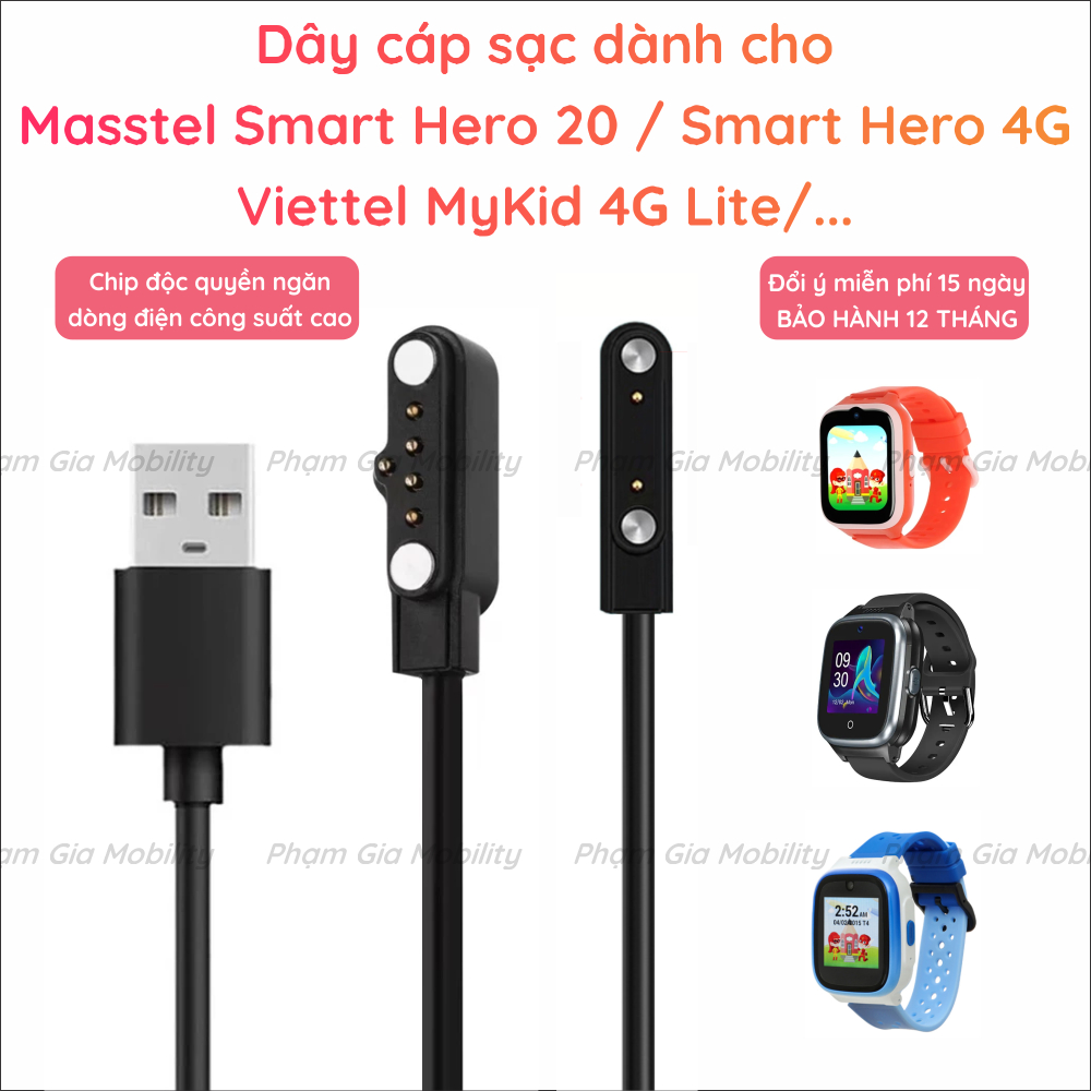 (BH 12 Th) Cáp sạc đồng hồ thông minh Masstel Smart Hero 20 4G/ Viettel ...