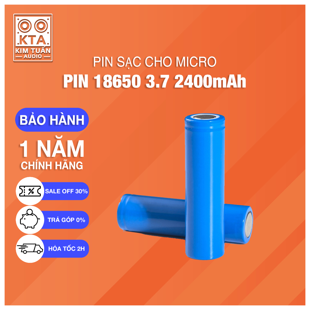 Pin 18650 3.7V 2400mAh Lion Lithium ICR (Đầu Mũi Nhọn) lắp cục thu ...