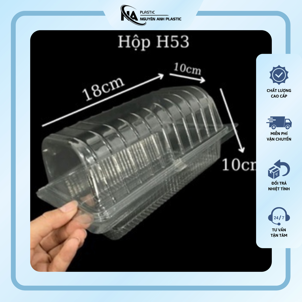 Hộp nhựa H07, H53.., hộp nhựa nắp gập đựng bánh bông lan cuộn hoặc bánh ...