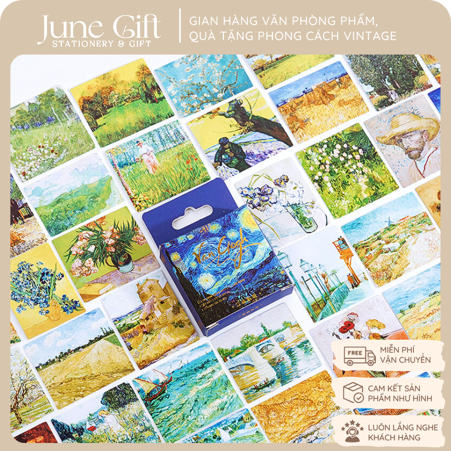 Hộp 46 sticker tranh Vangogh trang trí sổ, làm journal | Shopee Việt Nam