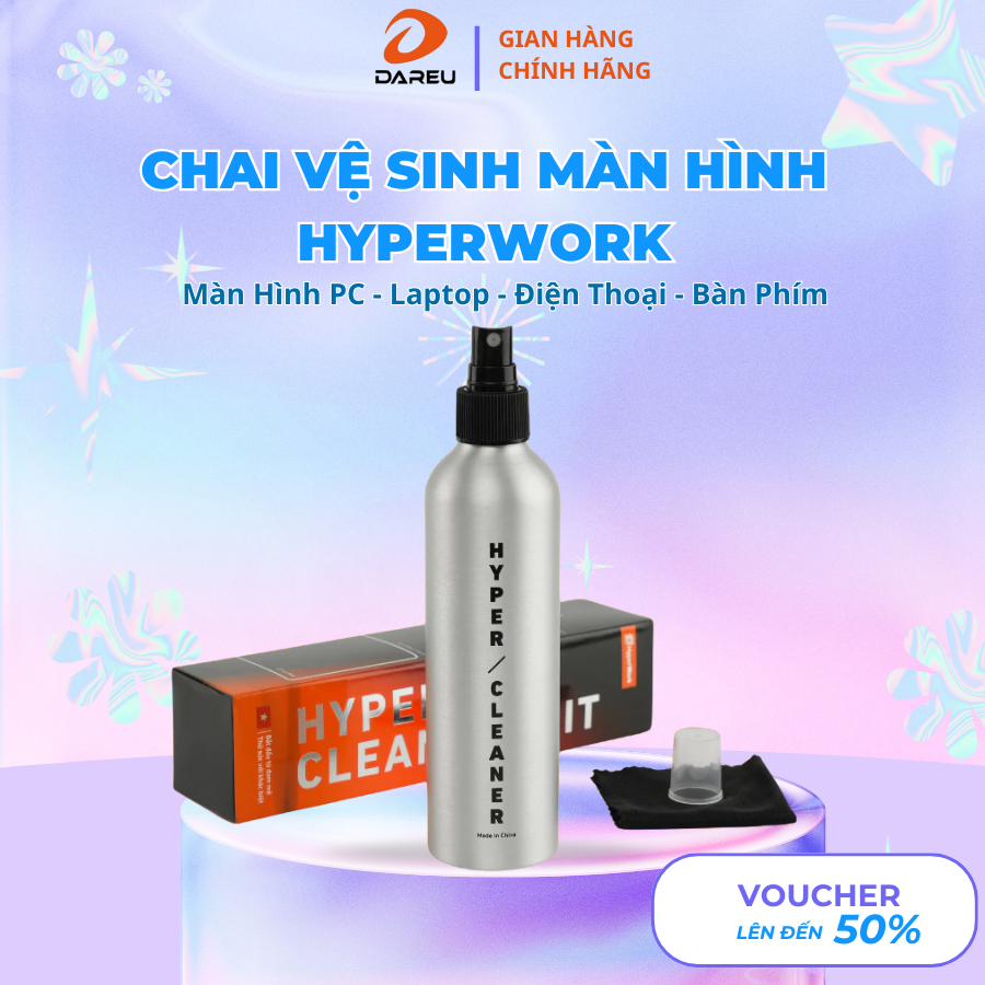 Chai vệ sinh màn hình HyperWork C02( Màn Hình PC, LapTop,Điện Thoại,Bàn Phím,Kính )250ml tiện ...