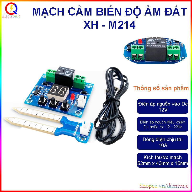 Mạch XH-M214 cảm biến độ ẩm đất 12v 10A dùng để tưới nước cây tự động ...
