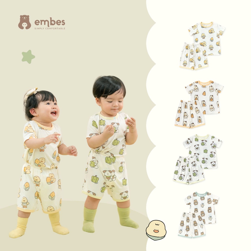 Đồ Bộ Cộc Tay Cho Bé Embes, Bộ Hè Cộc Tay Họa Tiết In Tràn Cho Bé Trai ...