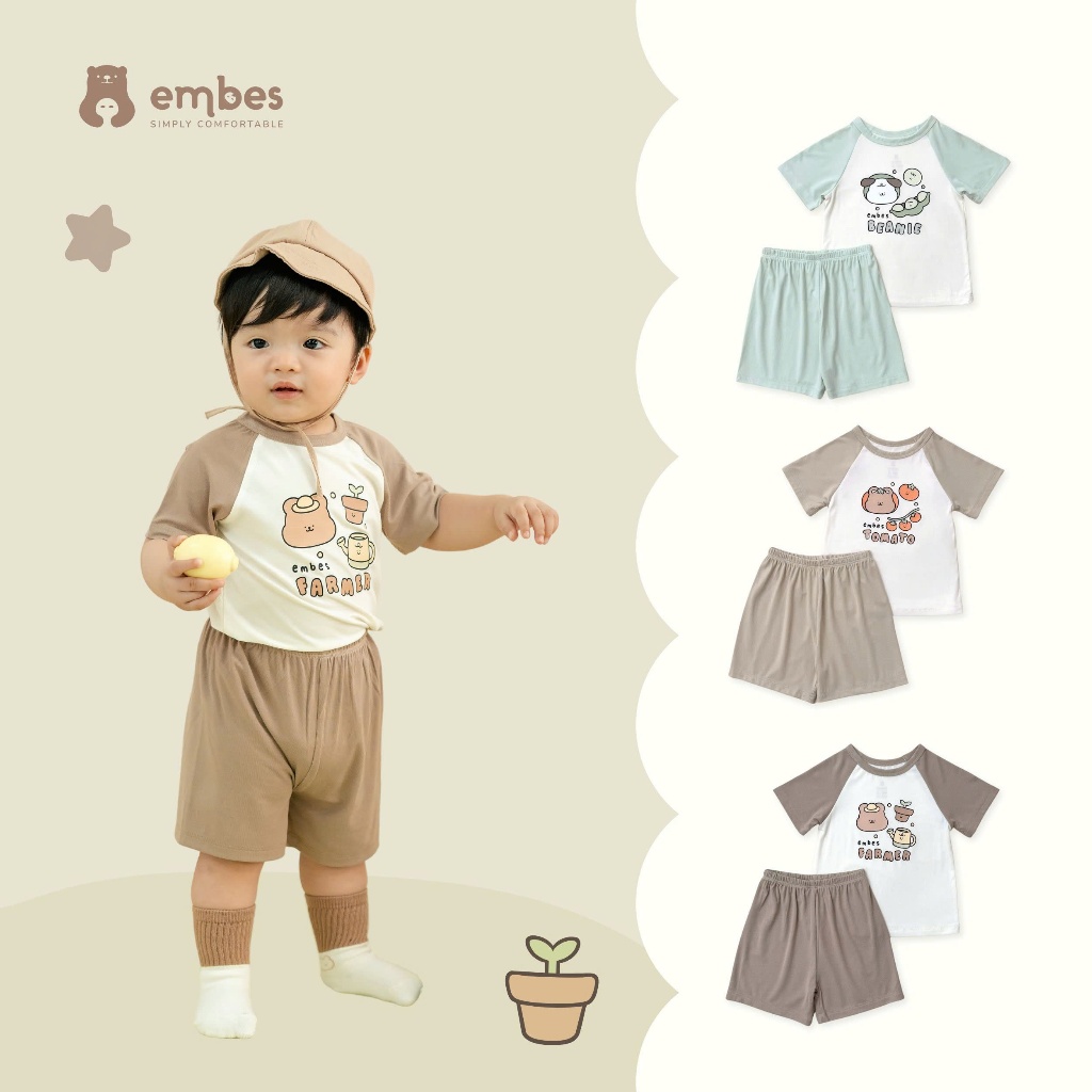 Bộ Cộc Tay Cho Bé Embes, Bộ Thun Cotton Cộc Tay Cho Bé In Hình Dành Cho ...