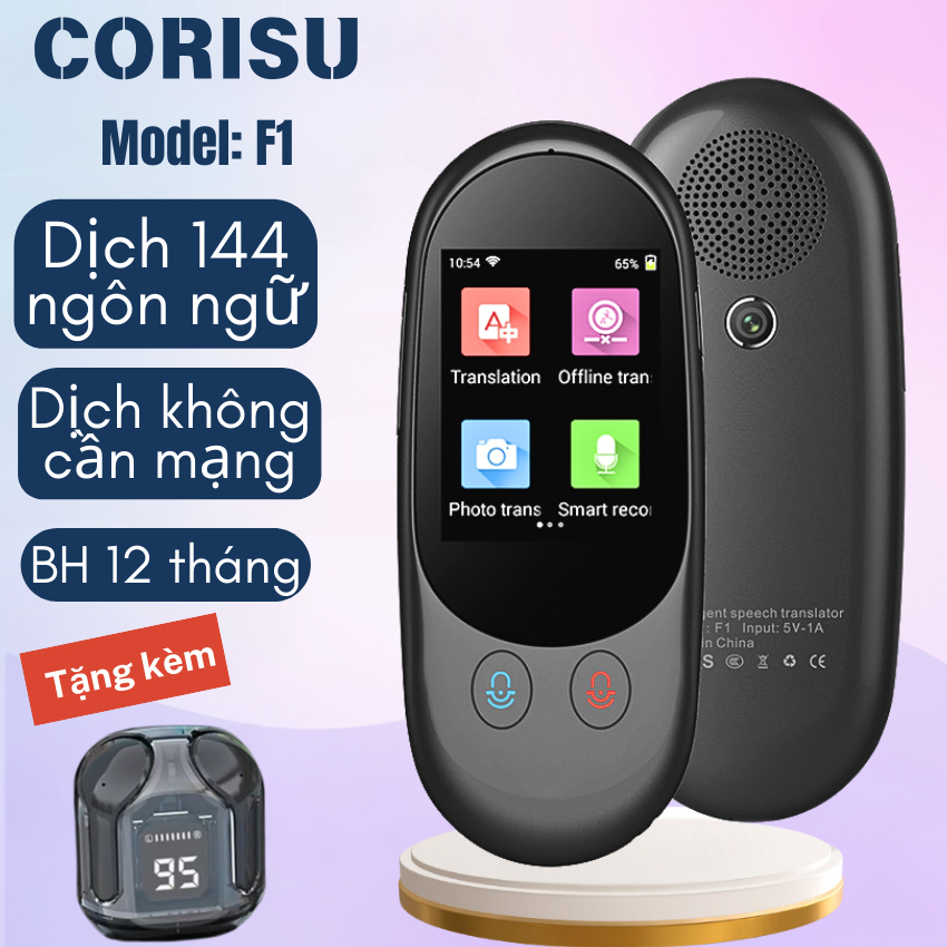 Máy phiên dịch Corisu F1 máy phiên dịch giọng nói không cần kết nối mạng 15 ngôn ngữ | Shopee ...