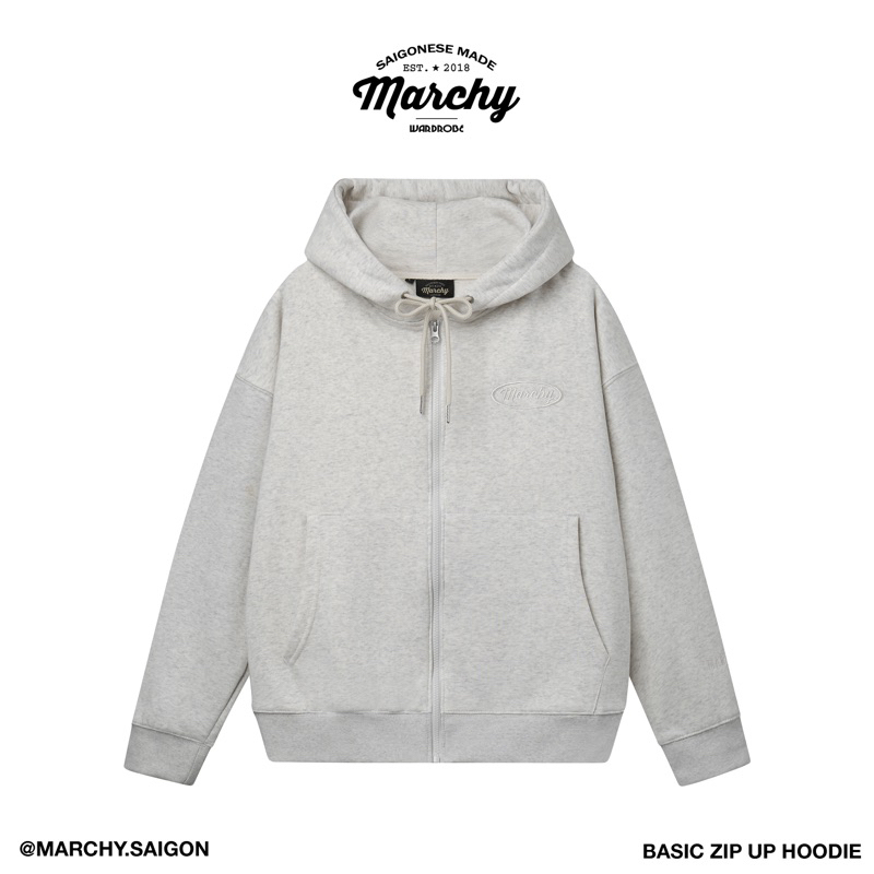MARCHY - Basic Zip-up Hoodie - Áo khoác dây kéo | Shopee Việt Nam