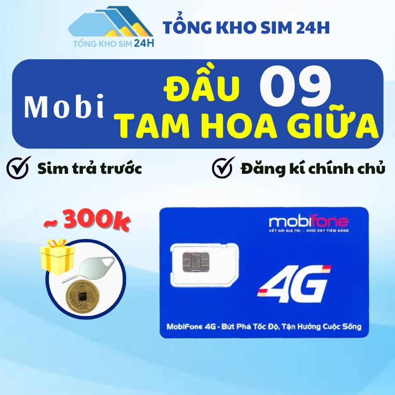 Sim Mobifone 4G TRẢ TRƯỚC, Đầu 09 Tam Hoa Giữa, số đẹp dễ nhớ [ĐKCC, ESIM tại Mobifone] | Shopee ...