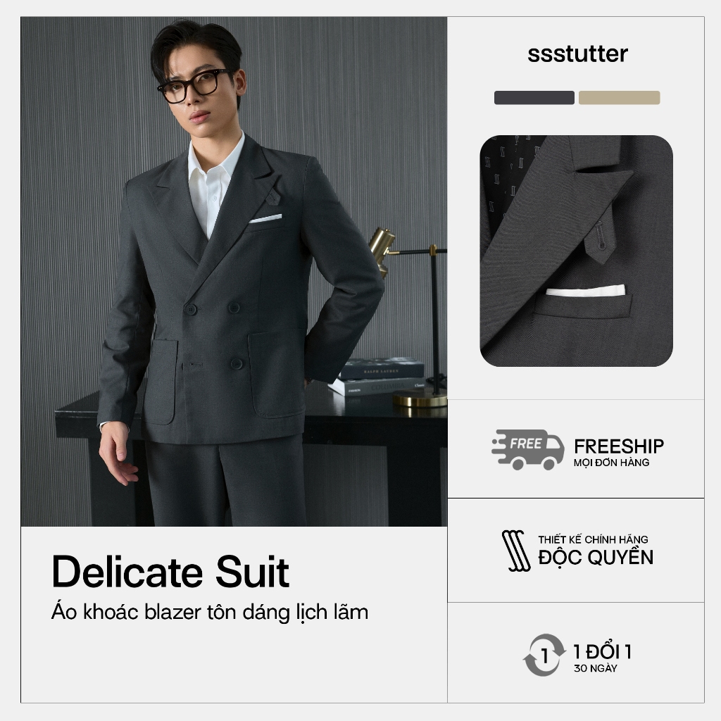 Áo khoác blazer nam SSSTUTTER suit form loose có đệm vai mỏng tôn dáng ...