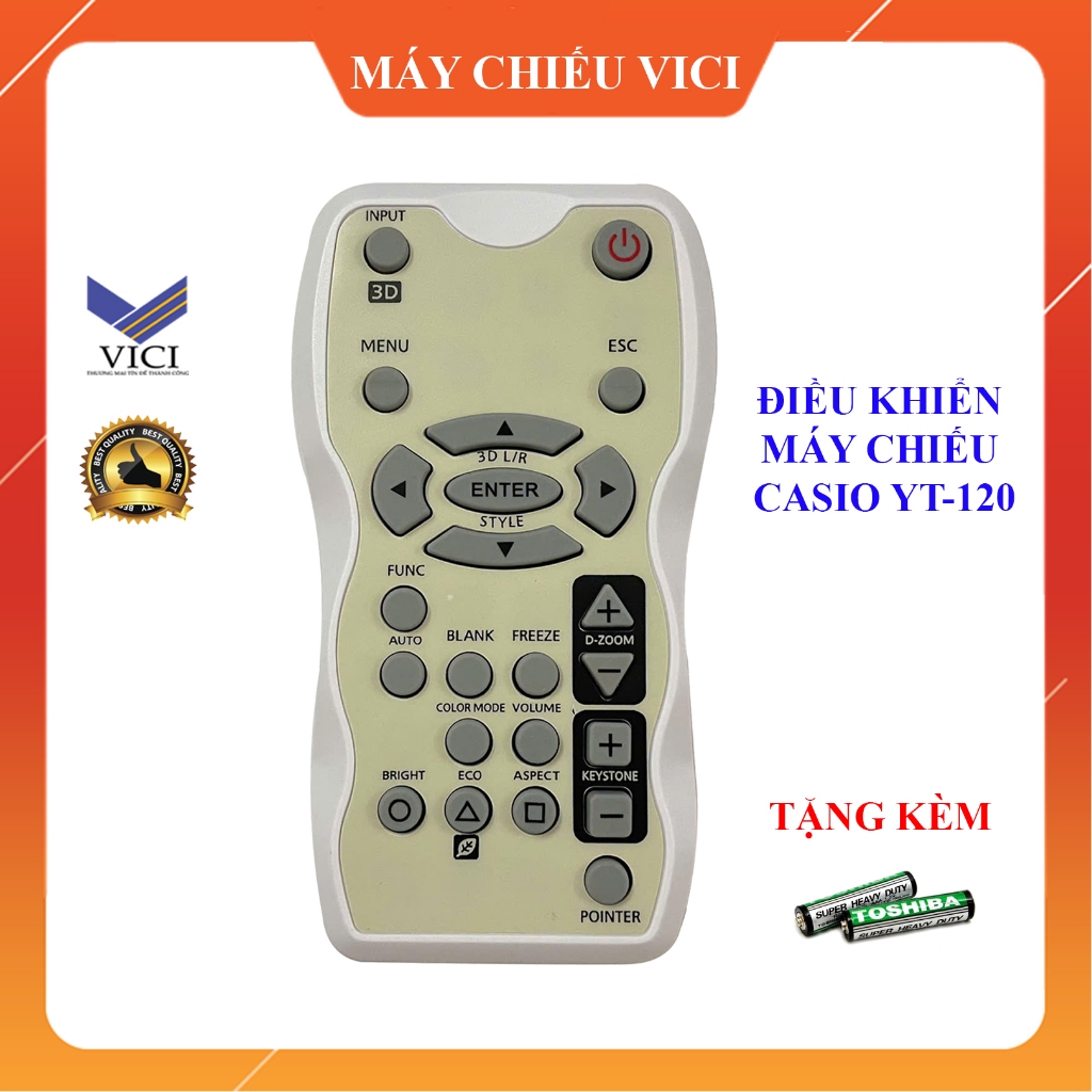 Điều Khiển Máy Chiếu Casio YT-120 Dùng Dòng XJ-M250/M255/M240/M140, Bảo Hành 3 Tháng, Tặng Kèm ...