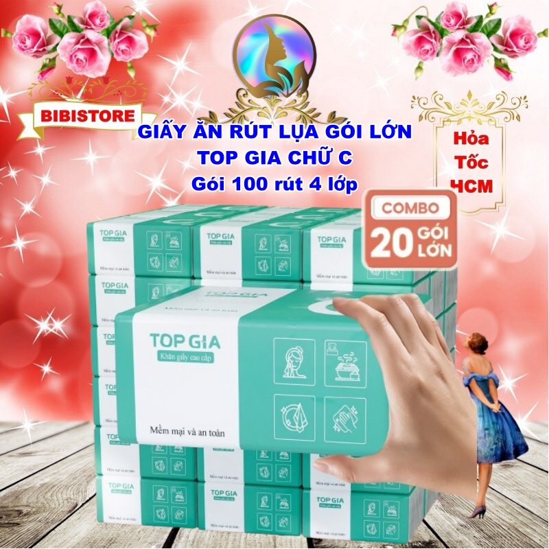 Thùng 20 Gói giấy chữ C TopGia Giấy ăn Sắc Việt gói lớn 100 rút/ 75 rút ...