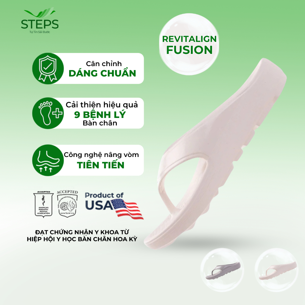Dép xỏ ngón sức khỏe nữ Revitalign Fusion White - đế đúc mềm nhẹ, nâng ...