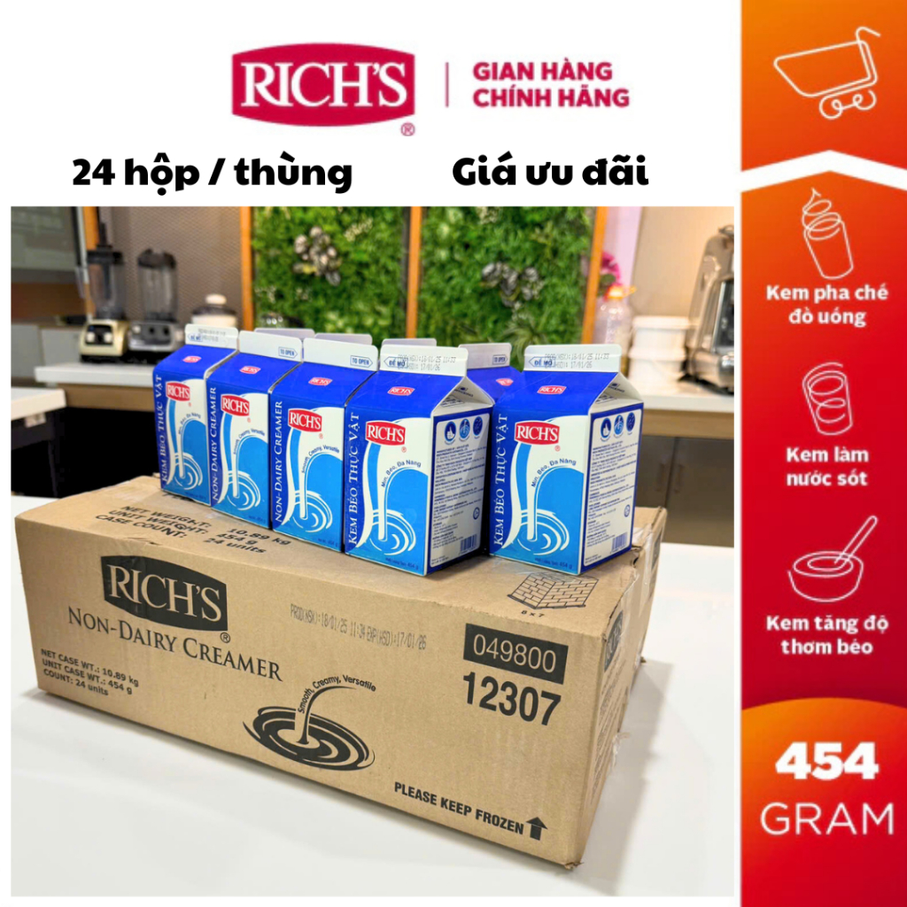 [Nguyên THÙNG] RICH LÙN (Kem béo Thực vật Rich's) 24 hộp 454g (Hỏa tốc ...
