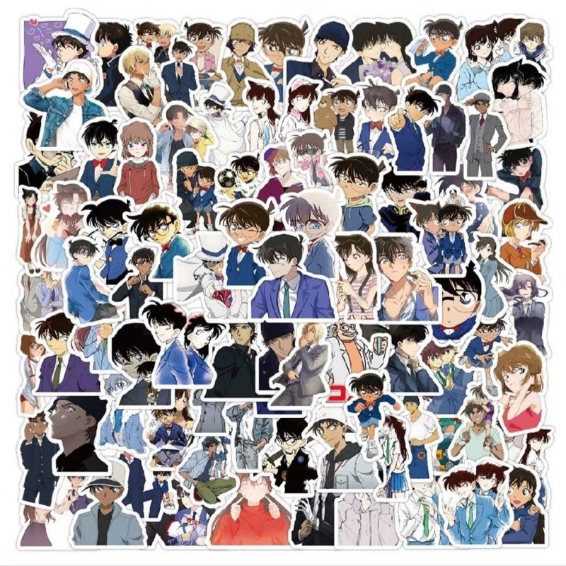Set 20 60 100 sticker thám tử lừng danh conan Shinichi Ran mori dán nón ...