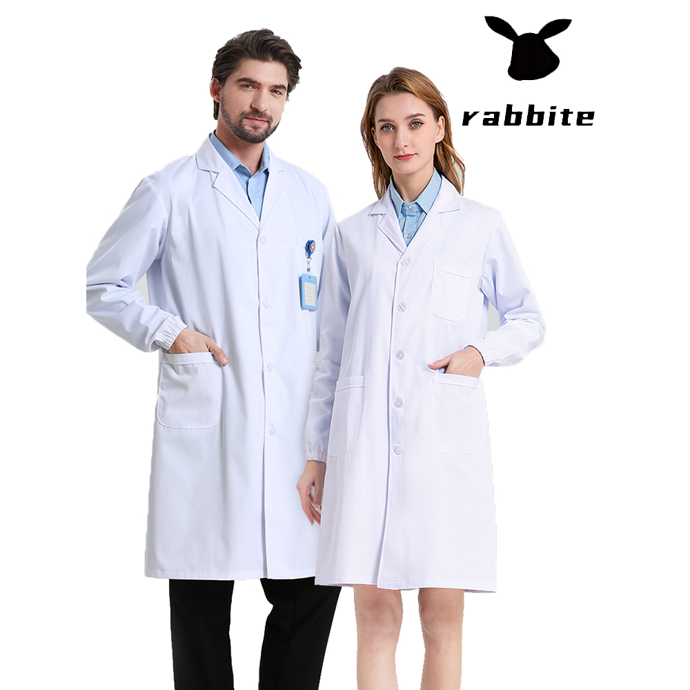 Áo Blouse trắng dáng dài cộc tay áo lab cho bác sĩ, dược sĩ, spa, thẩm ...