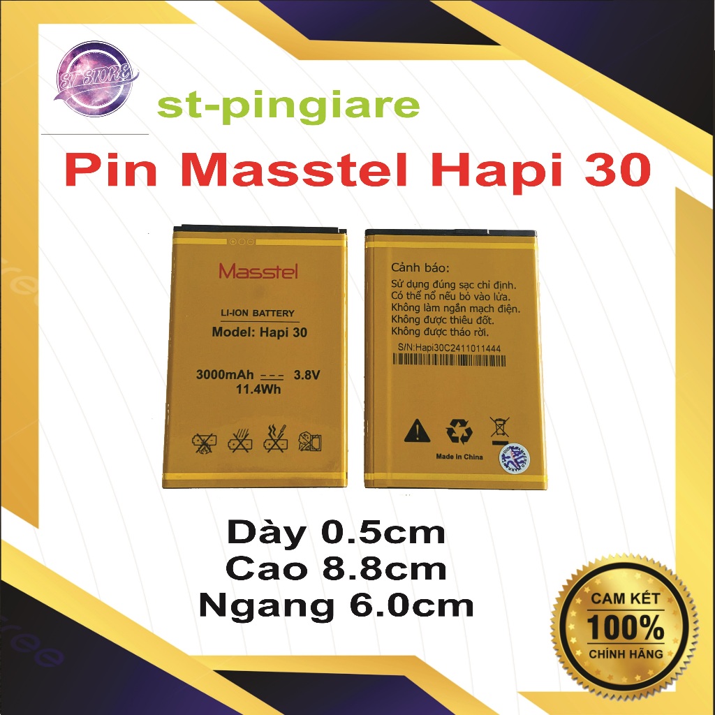 Pin Masstel Hapi 30 chính hãng , mới 100% | Shopee Việt Nam